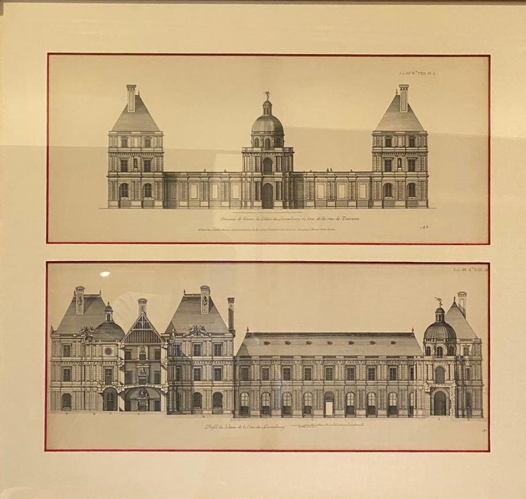 Five-Framed French Architectural Engravings at 1stDibs