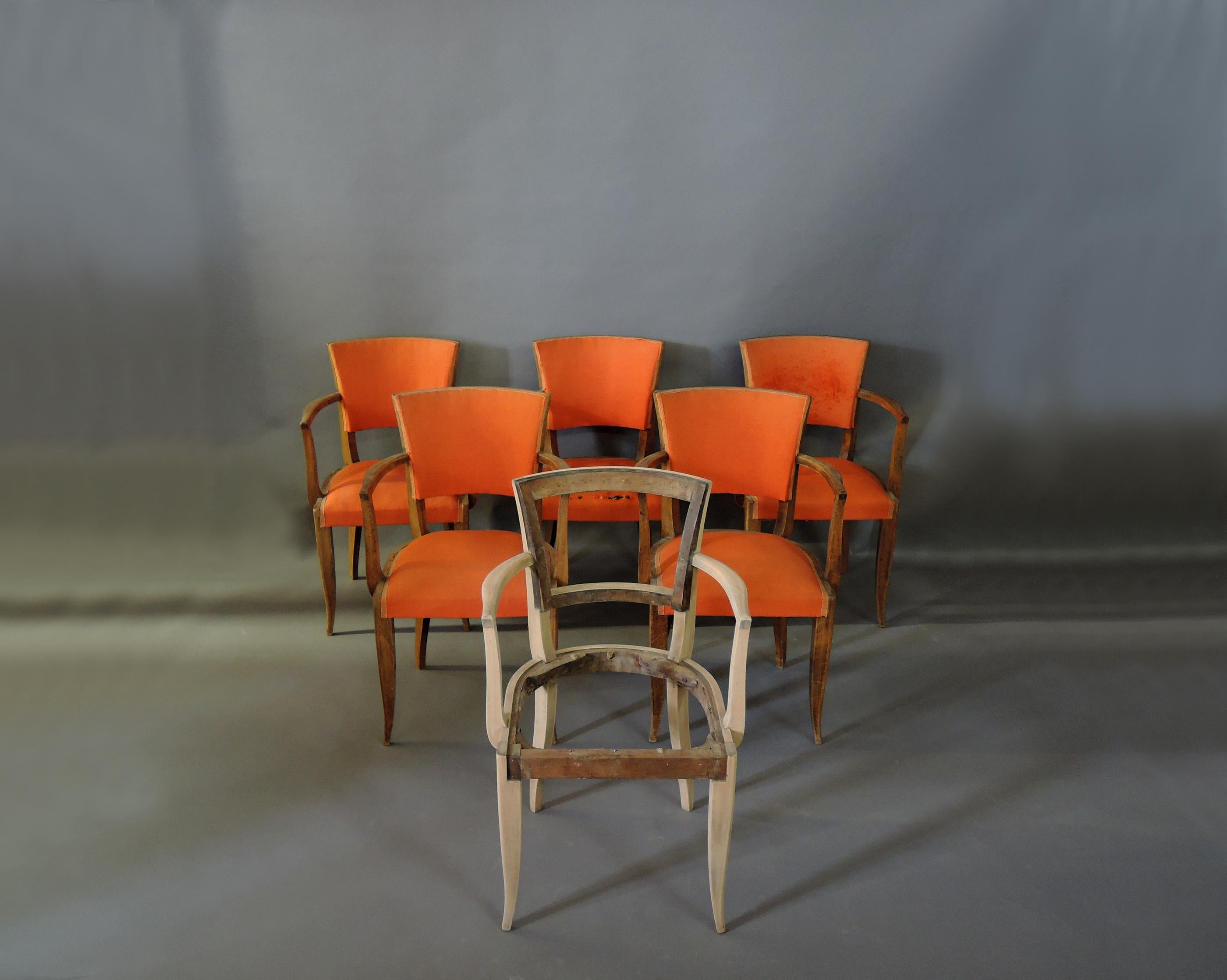 6 French Art Deco Bridge Armchairs For Sale at 1stDibs