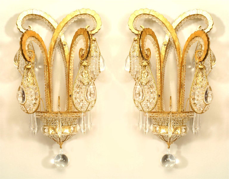 5 Art Deco Gilt Metal and Glass Octopus Wall Sconces in Maison Bagues ...