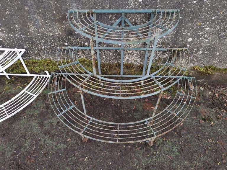 Five French Iron Half Moon Water Fall Garden or Patio Plant Pot Shelves ...