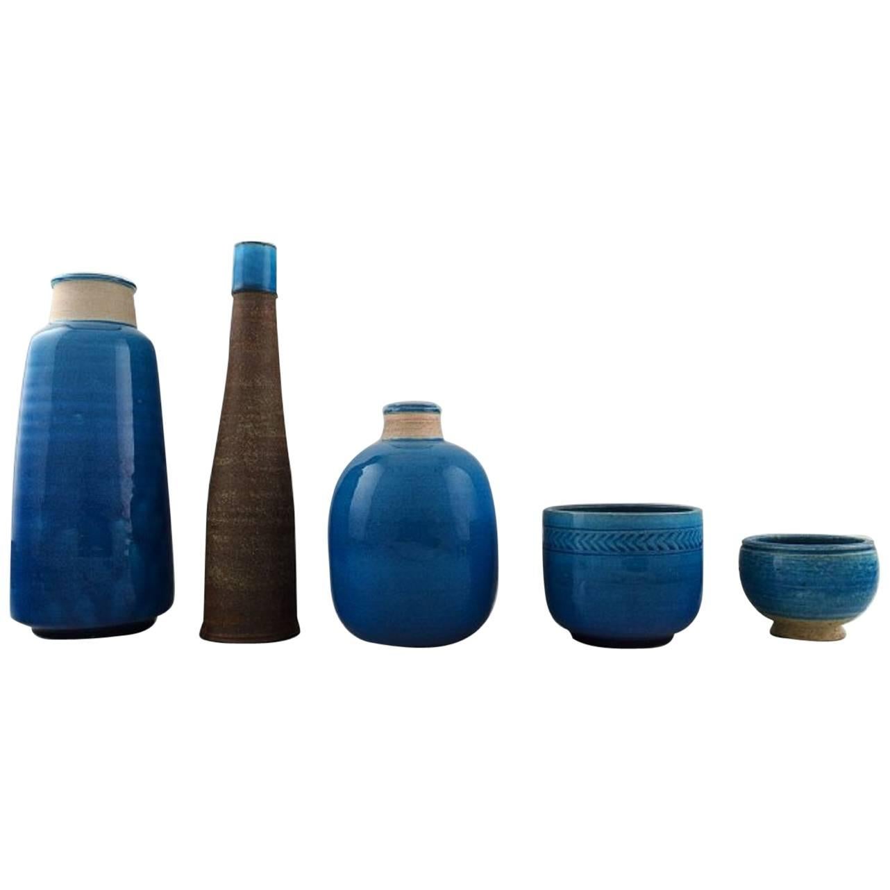 Five Kähler Vases, Denmark, Glazed Stoneware Vases, Nils Kähler, 1960s ...