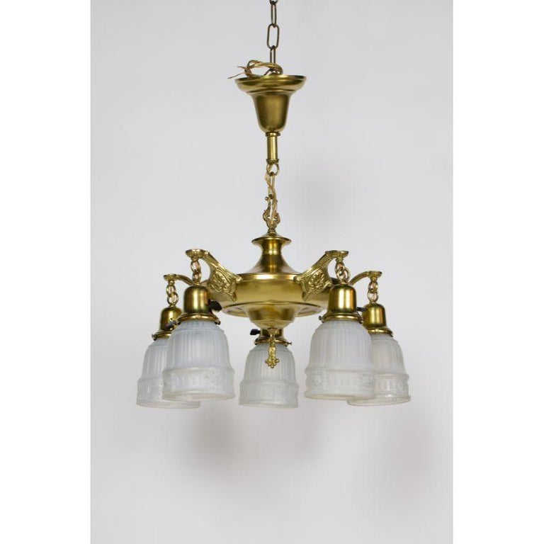 Five Light Brass Pan Light For Sale at 1stDibs