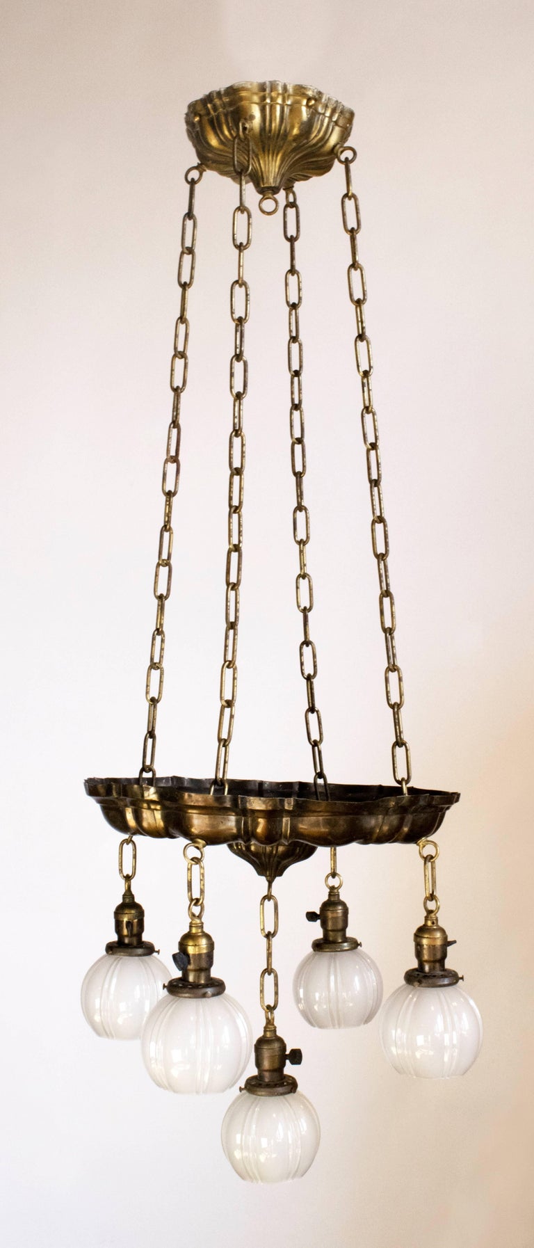 Five-Light Sheffield Chandelier with Shades at 1stDibs
