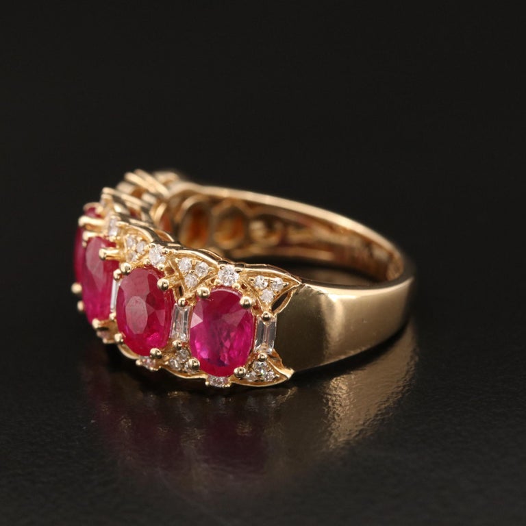 Customizable Five Oval Cut Victorian Ruby Engagement Ring Art Deco Ruby ...