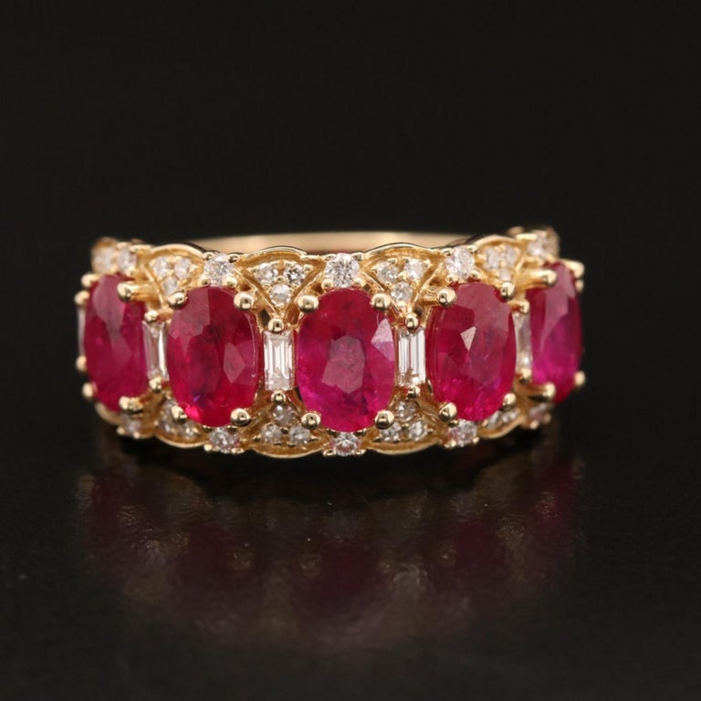 Customizable Five Oval Cut Victorian Ruby Engagement Ring Art Deco Ruby ...