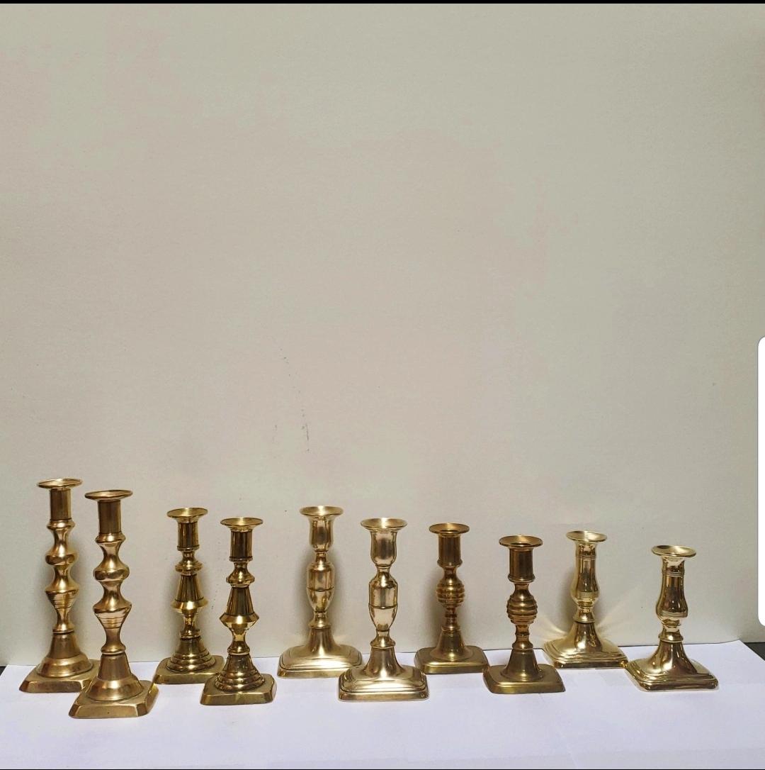 Five Pairs of 19th Century Brass Candlesticks For Sale at 1stDibs