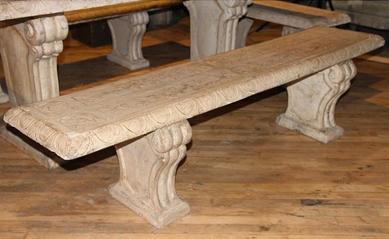 Five-Piece Decorated Cast Stone Garden Dining Set For Sale at 1stDibs