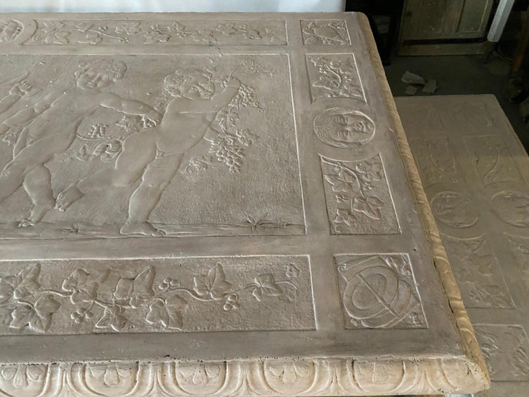 Five-Piece Decorated Cast Stone Garden Dining Set at 1stDibs