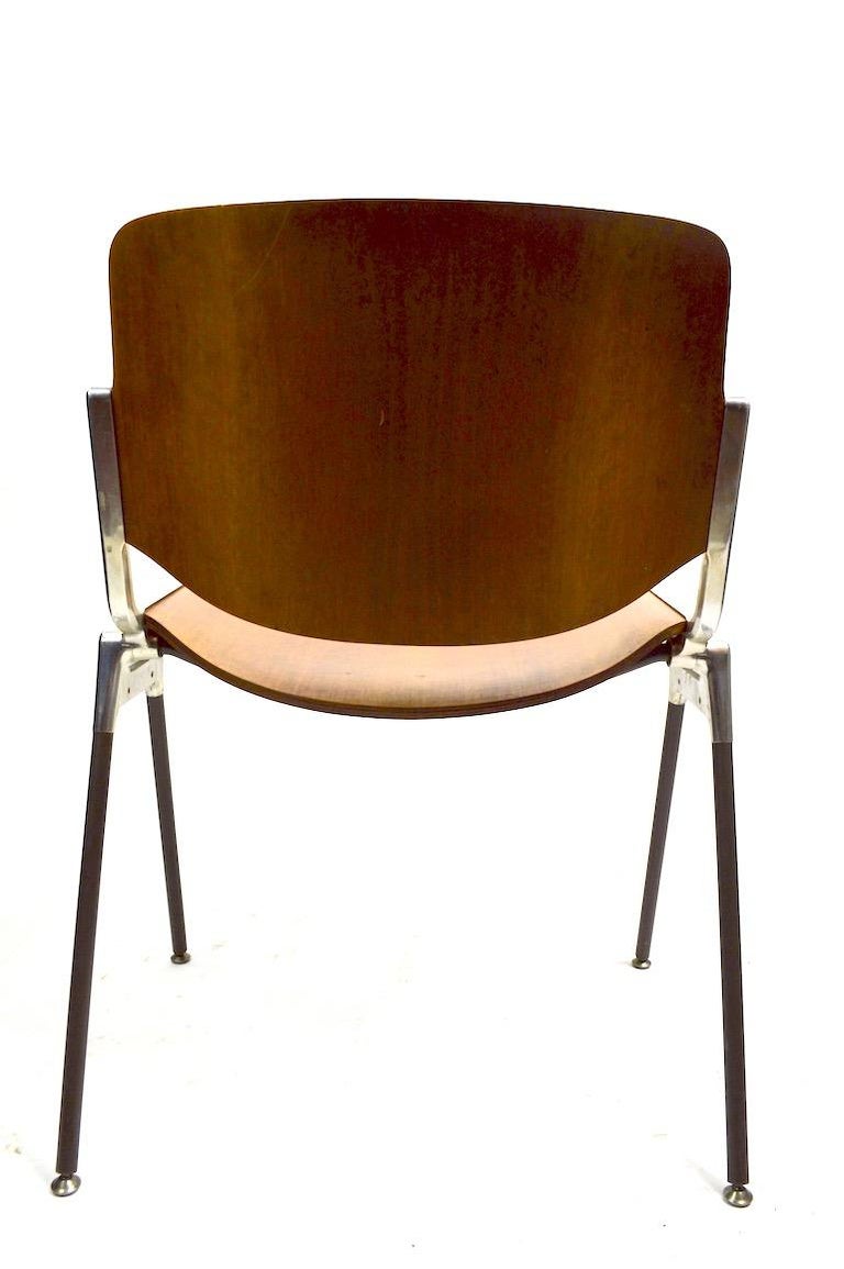 Five Piretti for Castelli Wood and Aluminum Stacking Chairs at 1stDibs