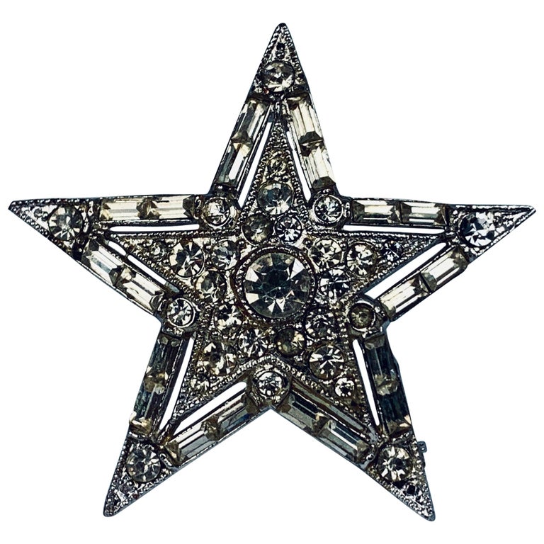 "Be A Star" Rhinestone Brooch-Five Pointed Star c. 1950's at 1stDibs