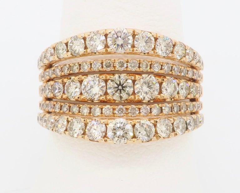 Five Row Diamond Ring Made by Le Vian For Sale at 1stDibs