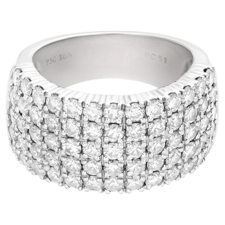 Five rows diamond ring in 18k white gold For Sale at 1stDibs