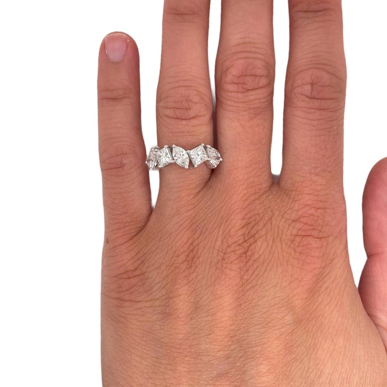 Five Stone Fancy Shape Diamond Band in 18K White Gold For Sale at 1stDibs