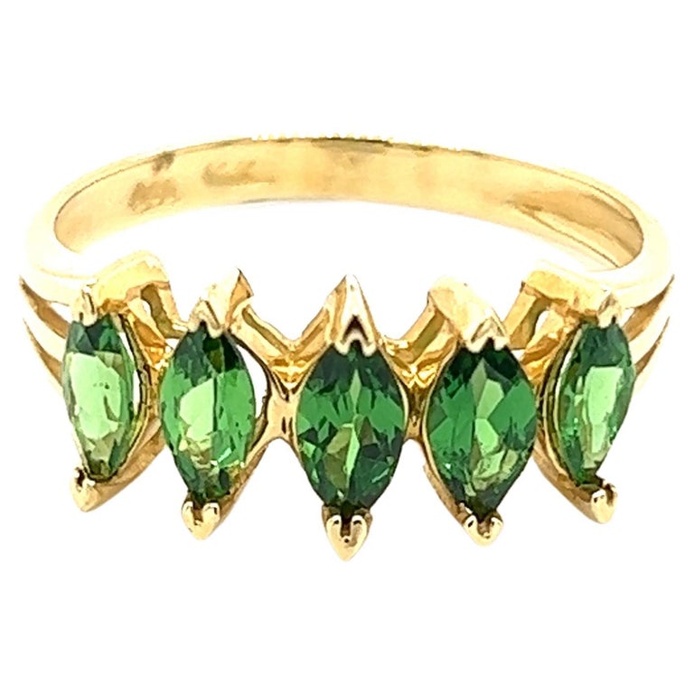 Five Stone Marquise Chrome Diopside Ring For Sale at 1stDibs