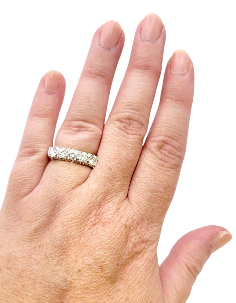Five Stone Round Brilliant Diamond Semi-Eternity Band Ring in Platinum ...