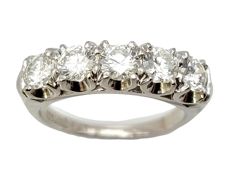 Five Stone Round Brilliant Diamond Semi-Eternity Band Ring in Platinum ...