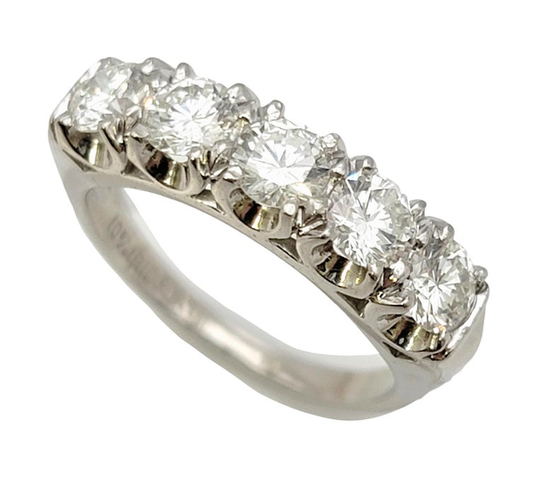 Five Stone Round Brilliant Diamond Semi-Eternity Band Ring in Platinum ...
