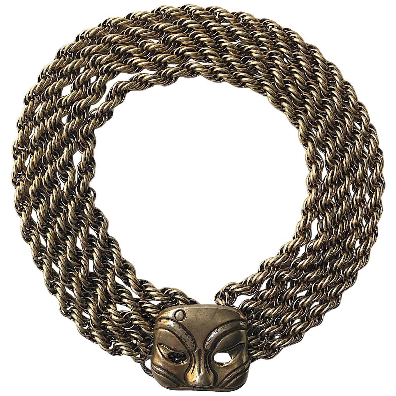 Italian 8 Strand Gold Spaghetti Necklace at 1stDibs | spaghetti chain