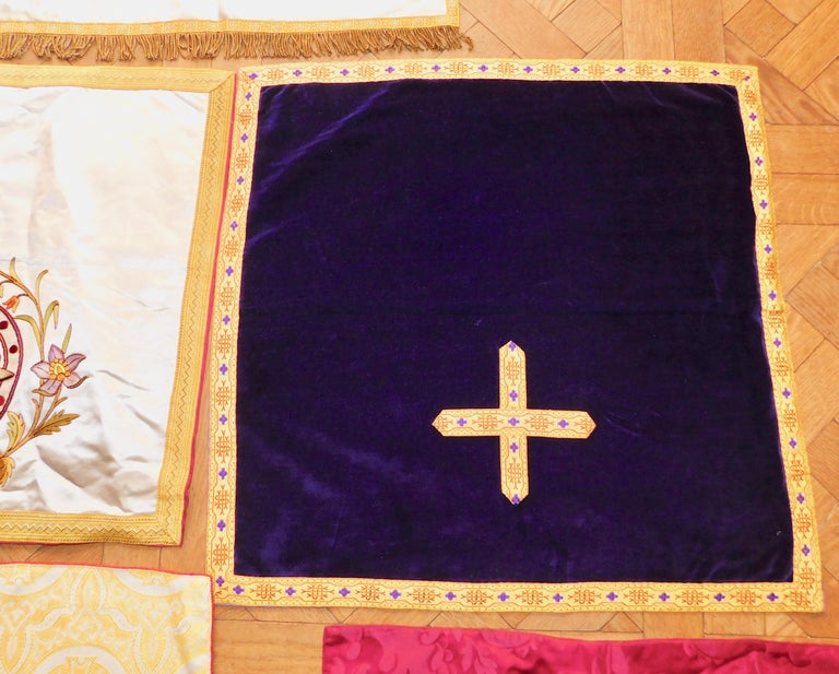 Five Vintage Damask and Embroidered Chalice Veil Catholic Alter ...