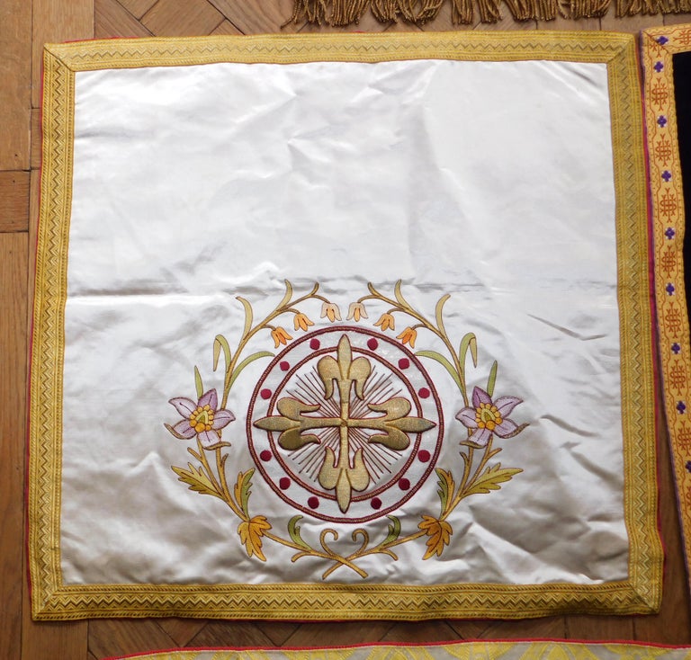 Five Vintage Damask and Embroidered Chalice Veil Catholic Alter ...