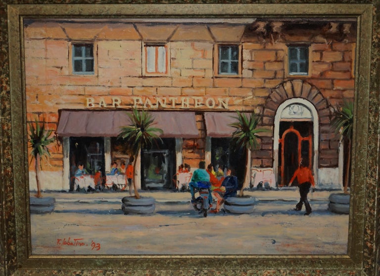 F.Labatino Signed Bar Pantheon Pizza Della Rotonda Oil Painting in ...