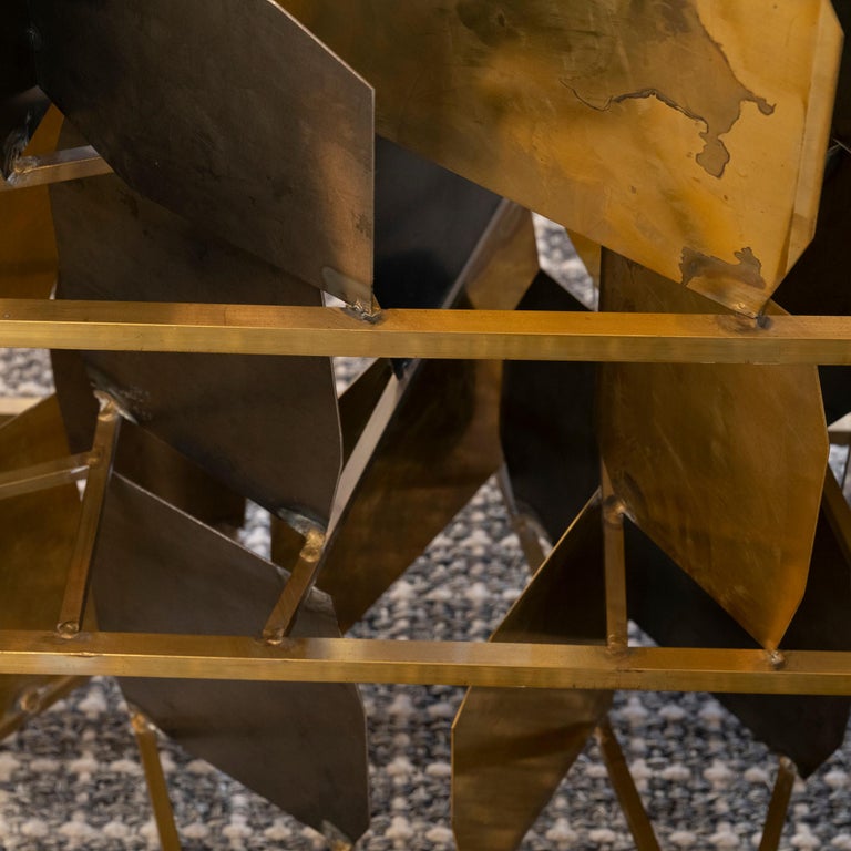 Flair Edition Brutalist Console Table in Natural Brass and Steel, Italy ...