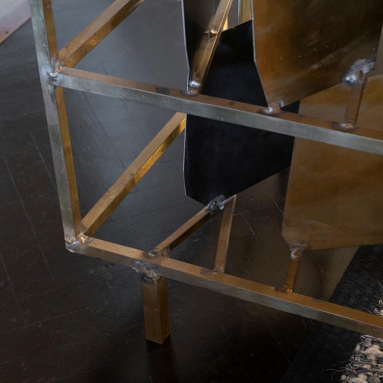 Flair Edition Brutalist Console Table in Natural Brass and Steel, Italy ...