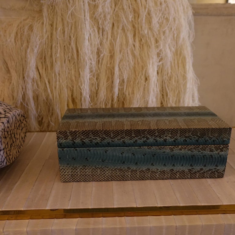 Flair Edition Collection Teal Snake Skin Decorative Box Black Leather ...