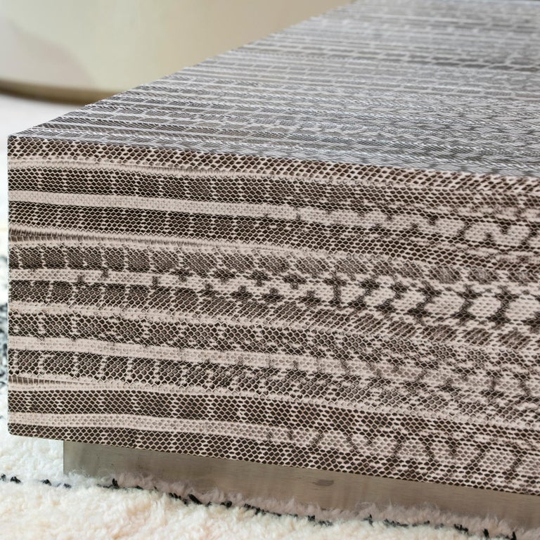 Flair Edition Contemporary Ivory/Brown Snake Skin Coffee Table, Italy ...