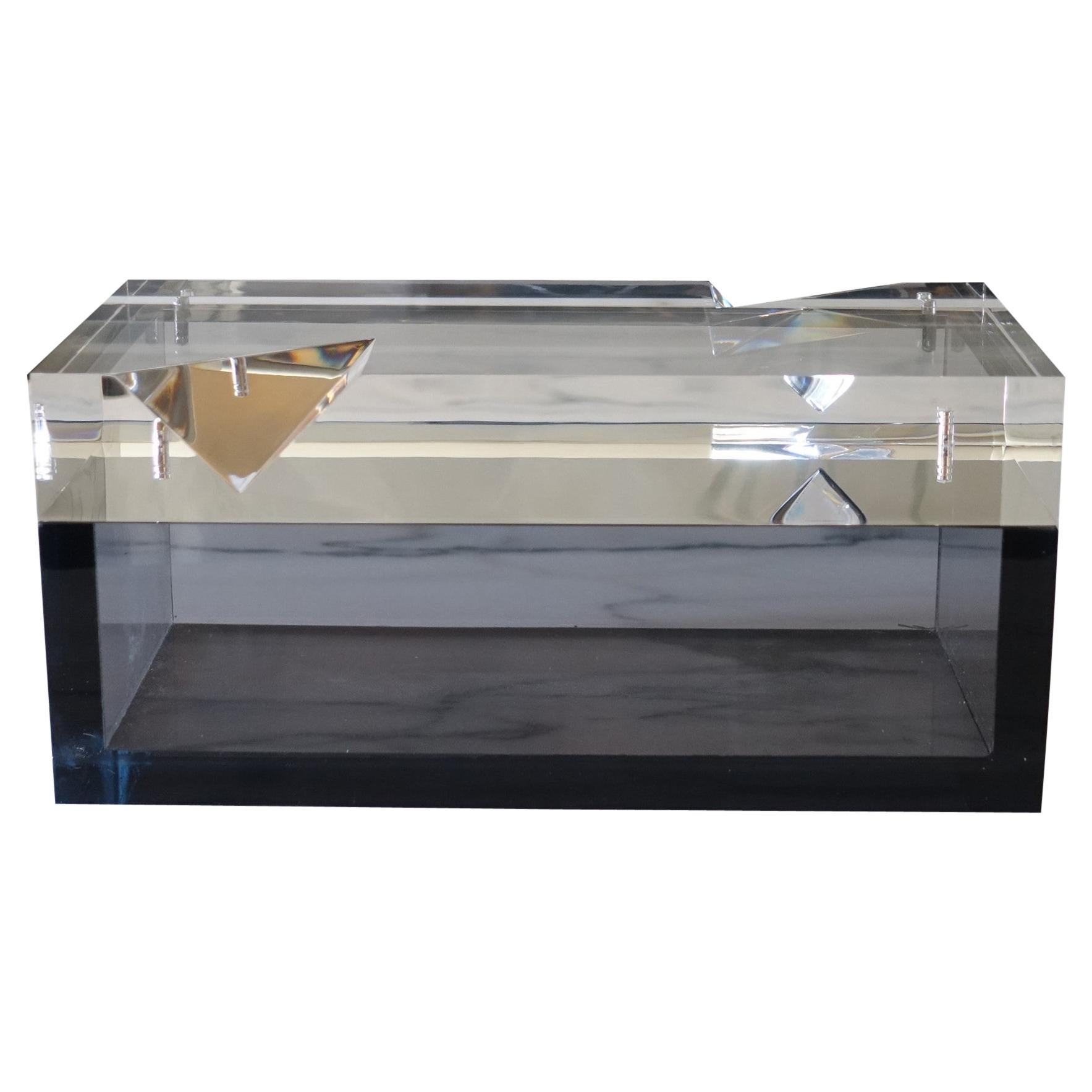 Pair of Black and Clear Lucite Decorative Boxes For Sale at 1stDibs