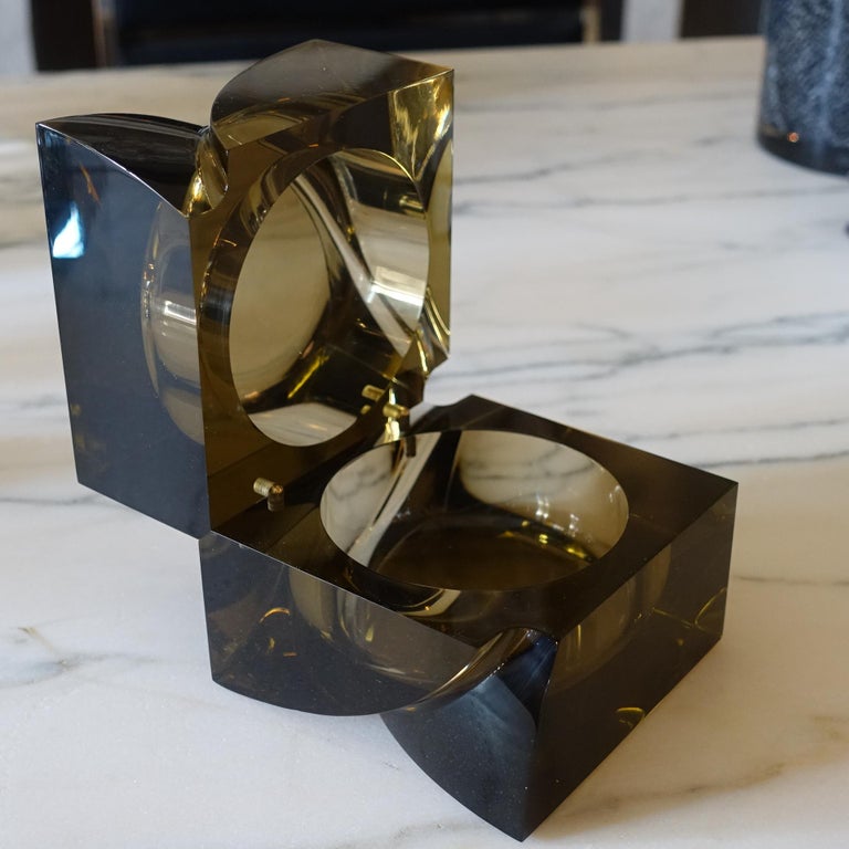 Flair Edition Small Decorative Box in Amber Lucite, Italy, 2021 For ...