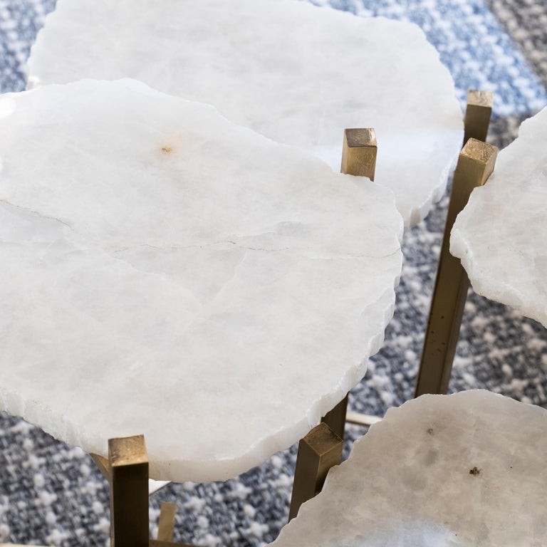 Flair Edition White Quartz and Natural Brass Side Tables, Italy, 2021 ...
