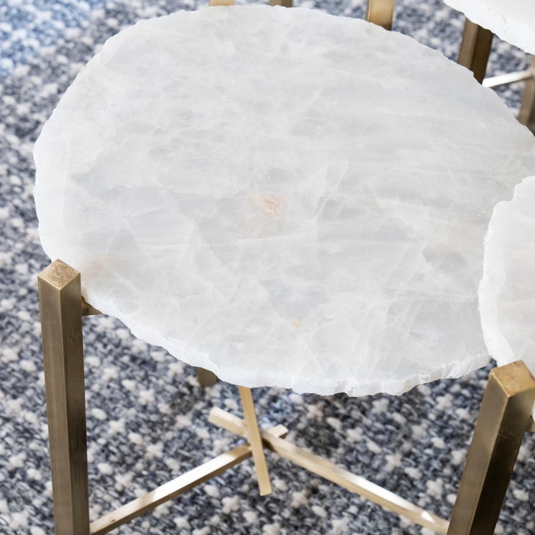 Flair Edition White Quartz and Natural Brass Side Tables, Italy, 2021 ...