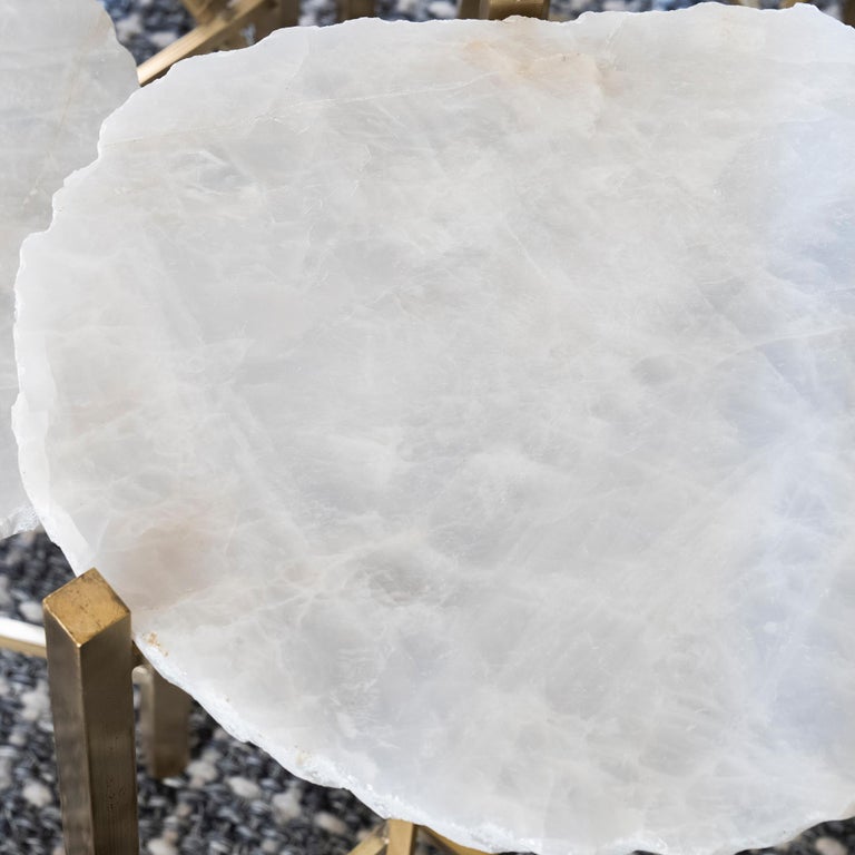 Flair Edition White Quartz and Natural Brass Side Tables, Italy, 2021 ...