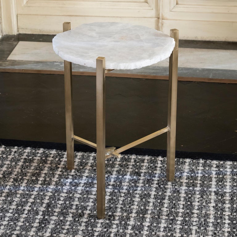 Flair Edition White Quartz and Natural Brass Side Tables, Italy, 2021 ...