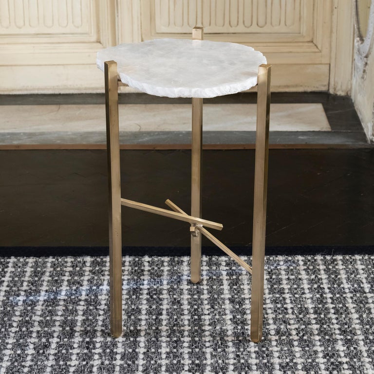 Flair Edition White Quartz and Natural Brass Side Tables, Italy, 2021 ...
