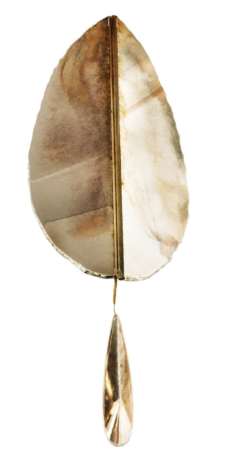 “Flame” contemporary wall sconce bronzed Silvered Glass, brass, crystal ...