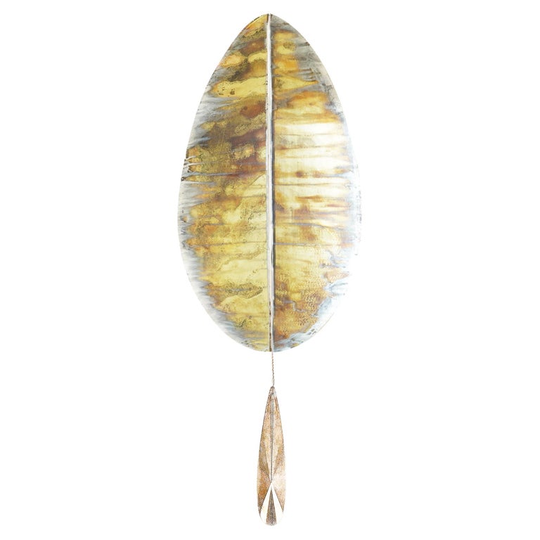 “Flame” Contemporary Wall Sconce Sun Silvered Glass, Brass, Crystal ...