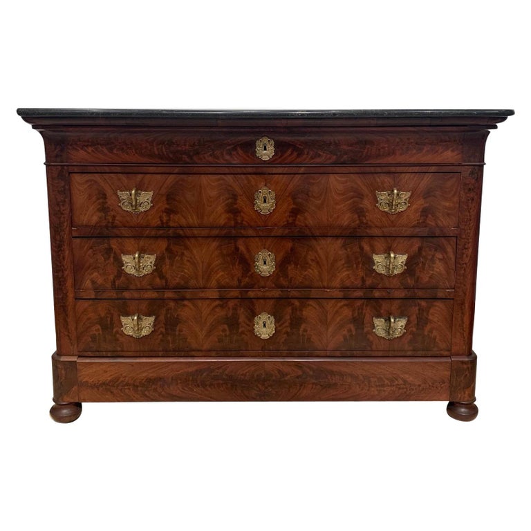 Flame Mahogany Empire Commode with Gilt Bronze Escutcheons and Swan ...