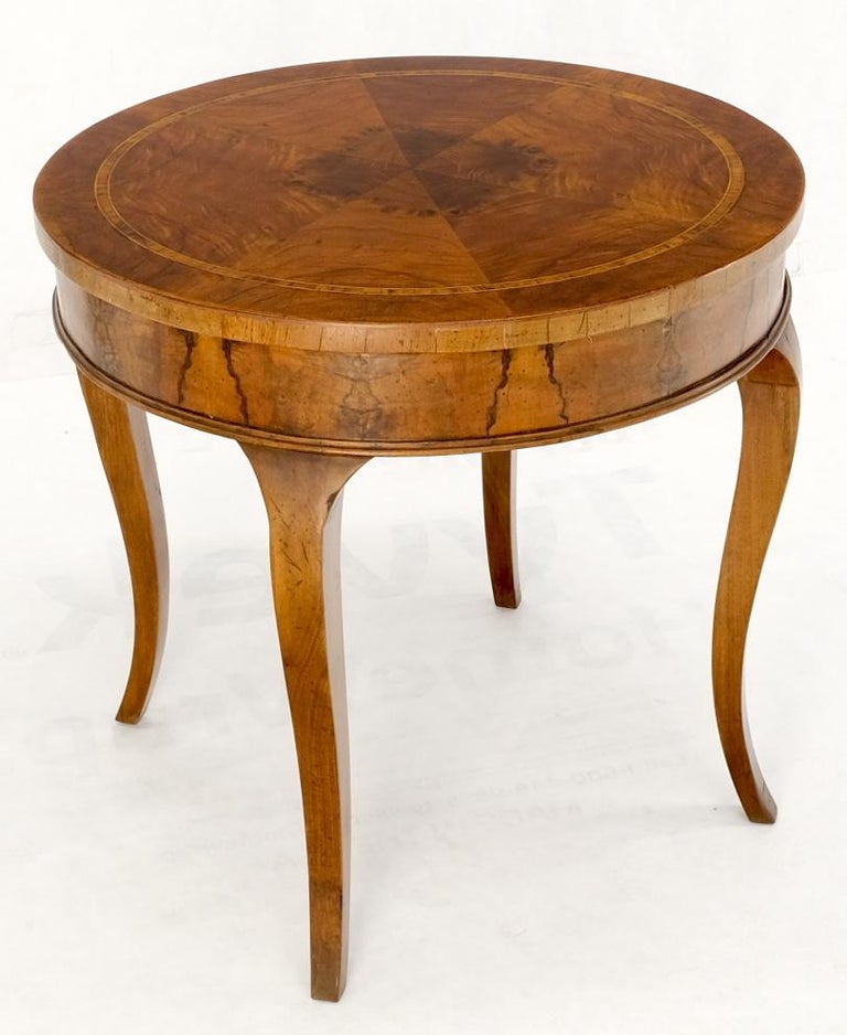 Flame Mahogany Top Banded Olive Wood Cabriole Leg Round Lamp Side Table ...