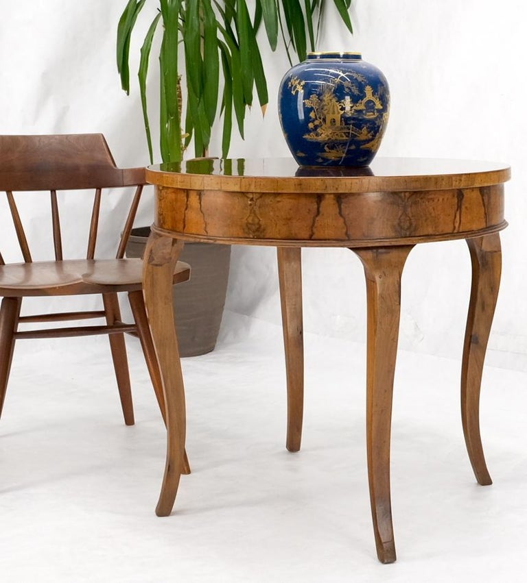 Flame Mahogany Top Banded Olive Wood Cabriole Leg Round Lamp Side Table ...