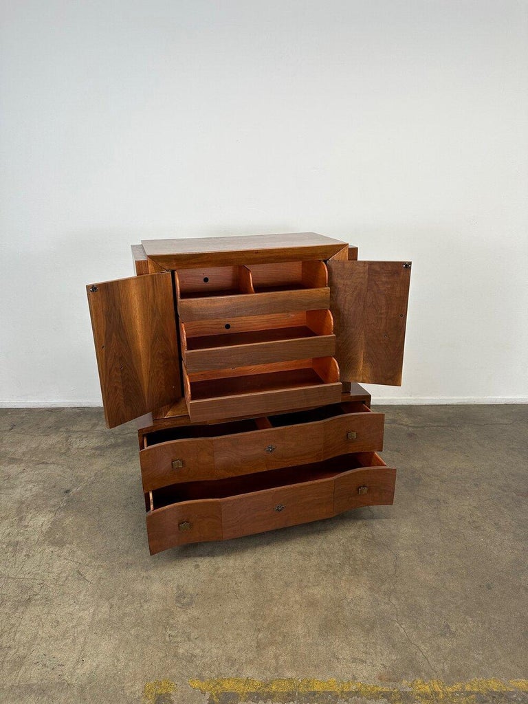 Flamed Dark Walnut Highboy For Sale at 1stDibs