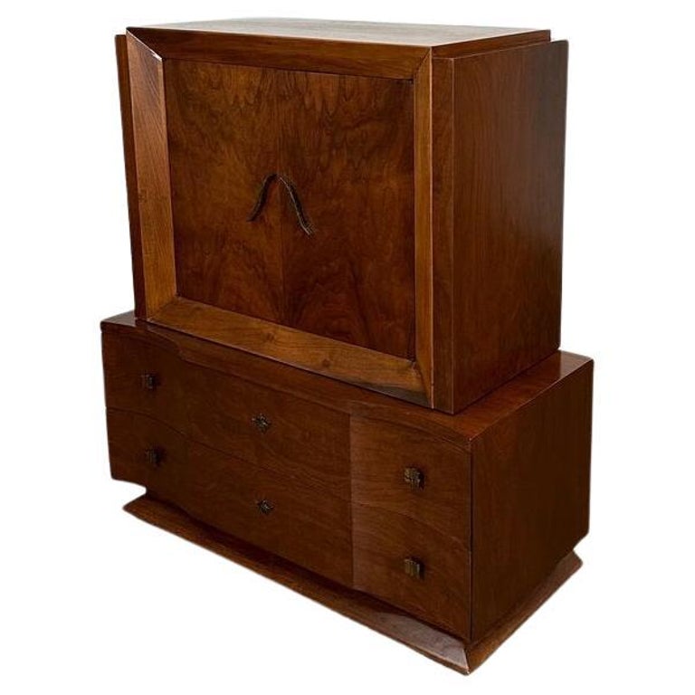 Flamed Dark Walnut Highboy For Sale at 1stDibs