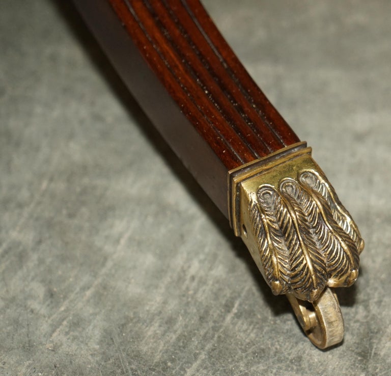 Flamed Hardwood and Walnut Based Tripod Extending Dining Table Brass ...