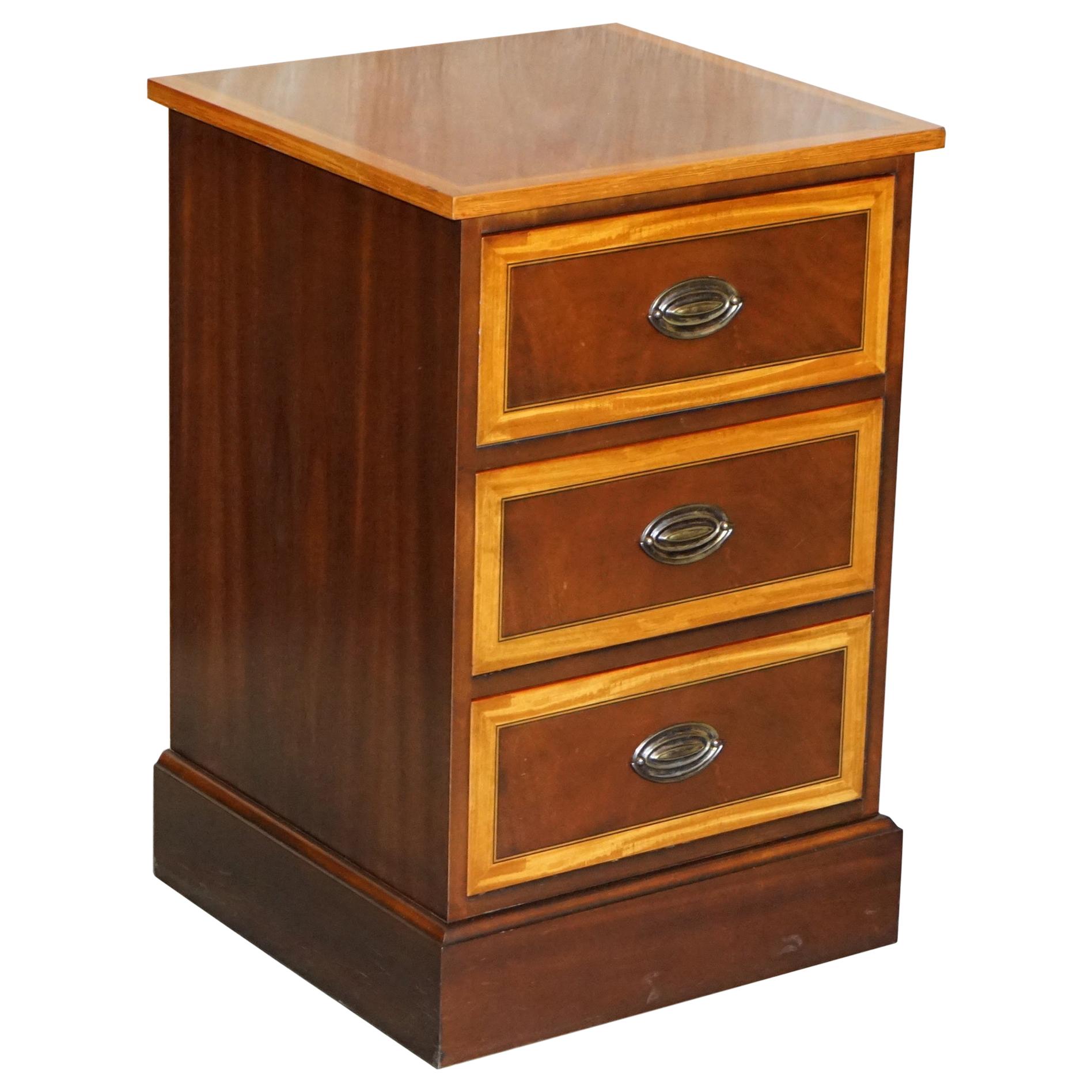 Stunning Pair of Flamed Hardwood Bedside Lamp Wine Table Sized Chests ...