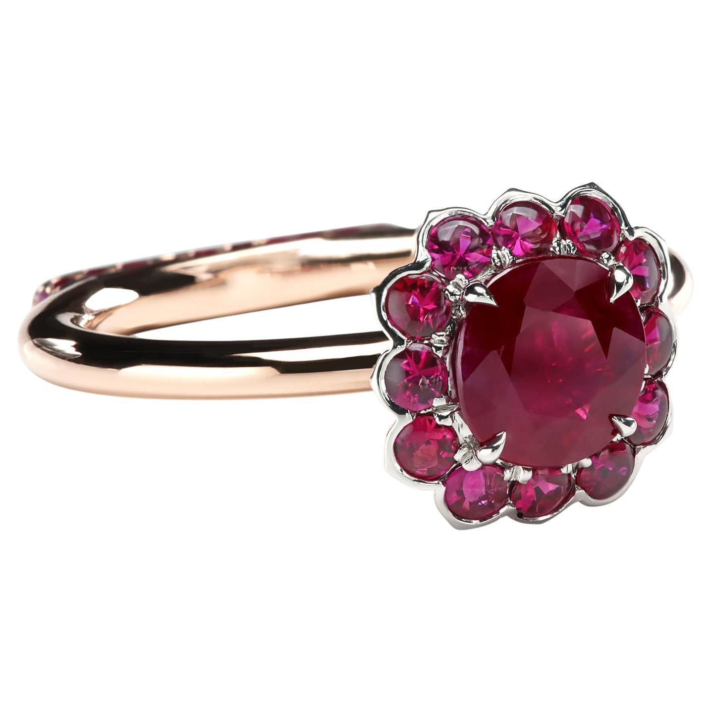Leon Mege Ring with Natural Strawberry Spinel, Diamonds and Sapphires ...