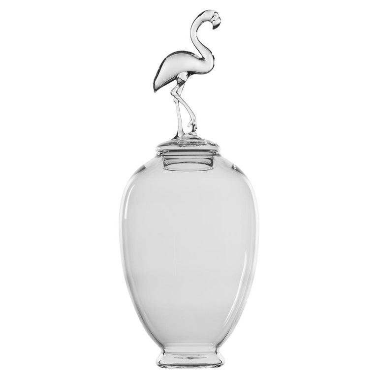 'Flamingo Jar' Hand Blown Glass Jar by Simone Crestani For Sale at 1stDibs
