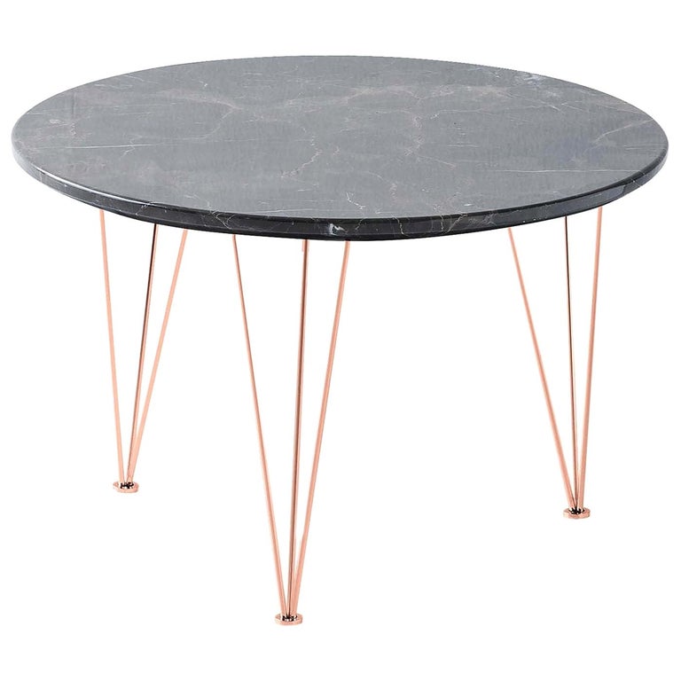 Flamingo Low Round Side Table with Copper Legs For Sale at 1stDibs