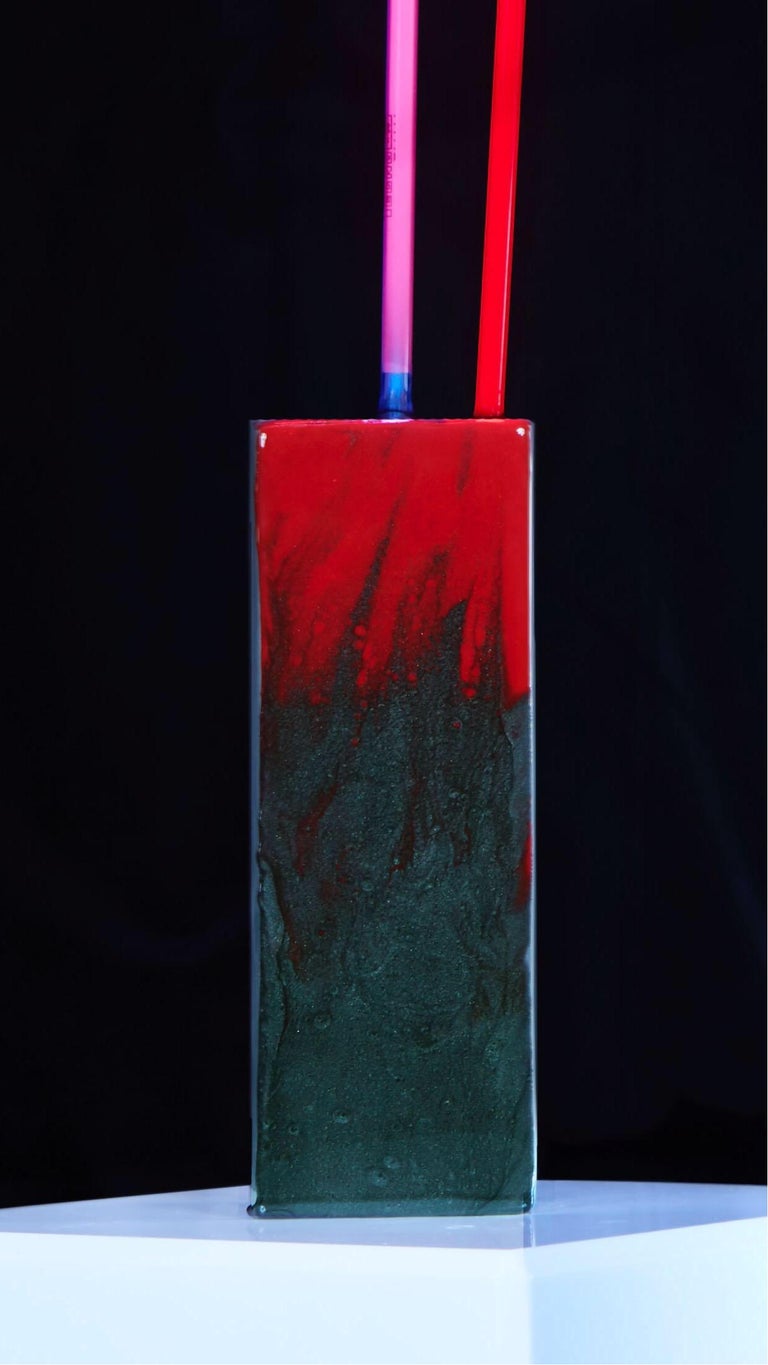 ‘Flamingo’ Neon Lamp in Hot Pink and Ruby Red Neon Glass, Handmade ...