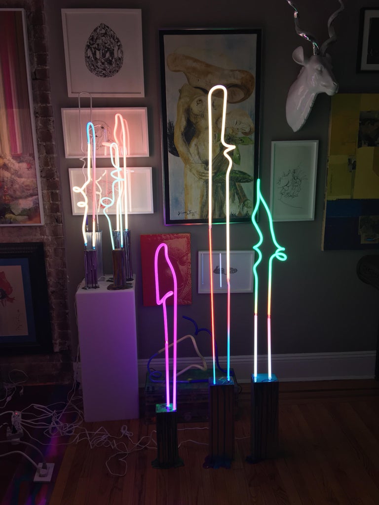 ‘Flamingo’ Neon Lamp in Hot Pink and Ruby Red Neon Glass, Handmade ...